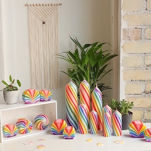Rainbow Candle Large Colorful Rainbow Colors Designer - Etsy