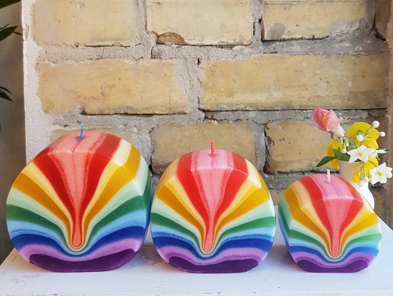 Rainbow Candle Large Colorful Rainbow Colors Designer - Etsy