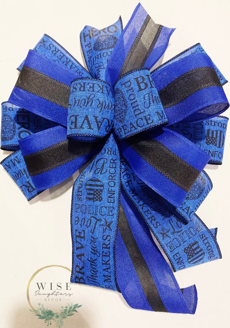 Police Lantern Bow Black and Blue Gift Bow Police Officer | Etsy