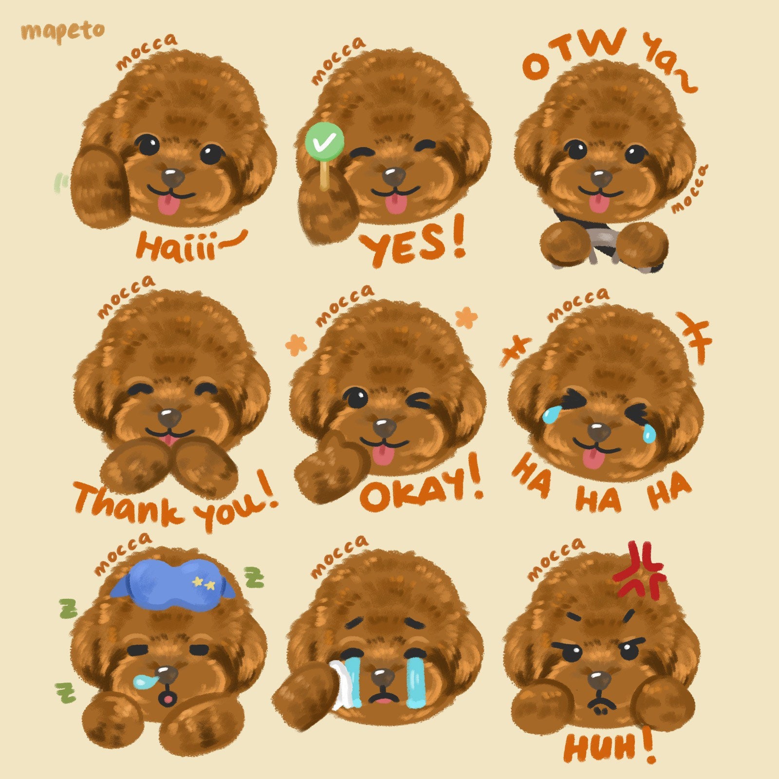 9 Expressions - Whatsapp Stickers Pack by Mapeto Illustration (1 Pet ...