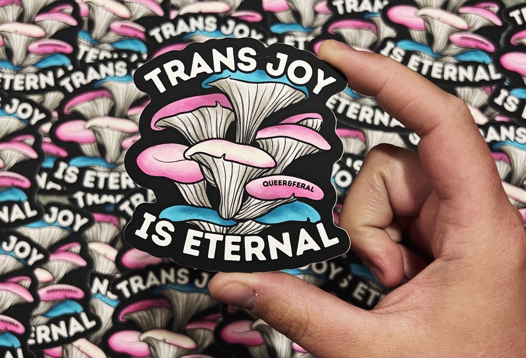 Trans Joy is Eternal Vinyl Sticker, Non-binary Sticker, LGBT Laptop ...