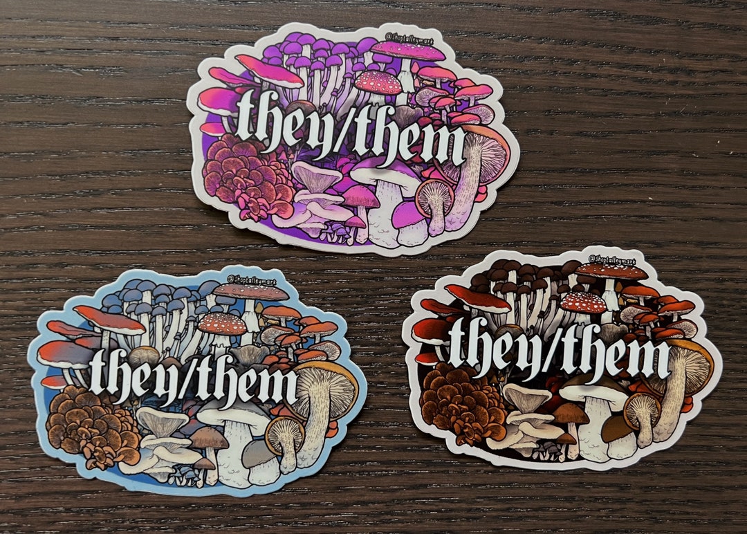 They/them Pronouns Vinyl Sticker, Cottagecore Sticker, They Them Pride ...
