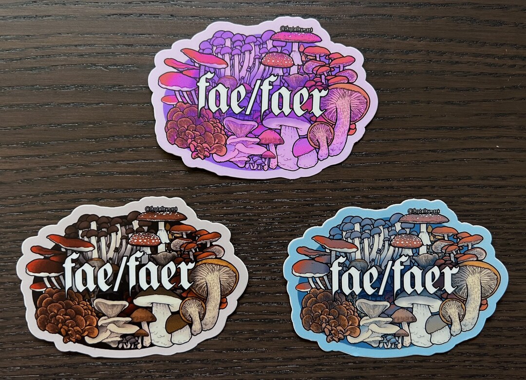 Fae Faer Pronouns Vinyl Sticker, Cottagecore Sticker, Fae/faer Pride ...