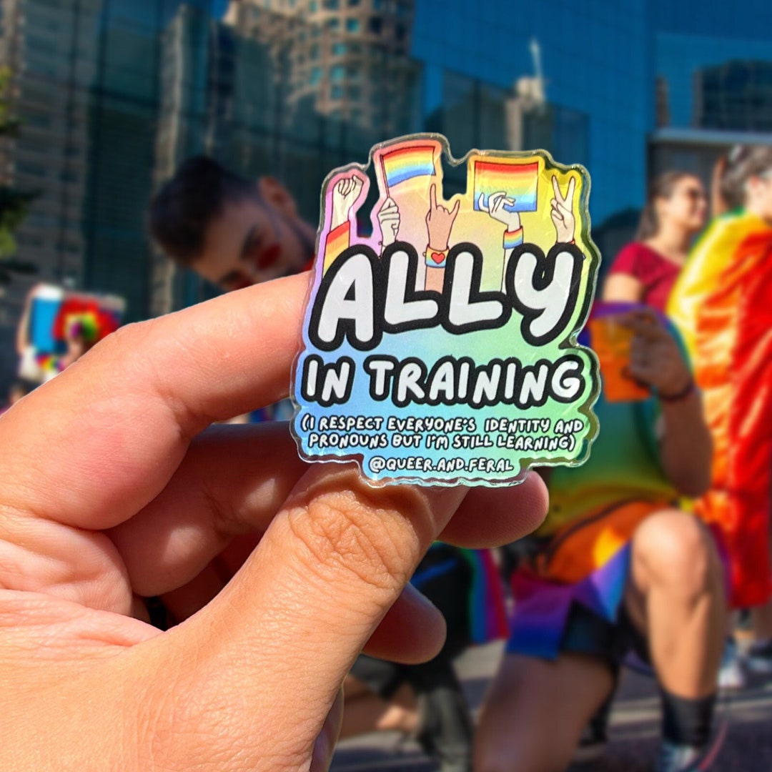 Ally in Training Acrylic Pin, LGBT Pin, Queer Education Pins, LGBTQIA ...