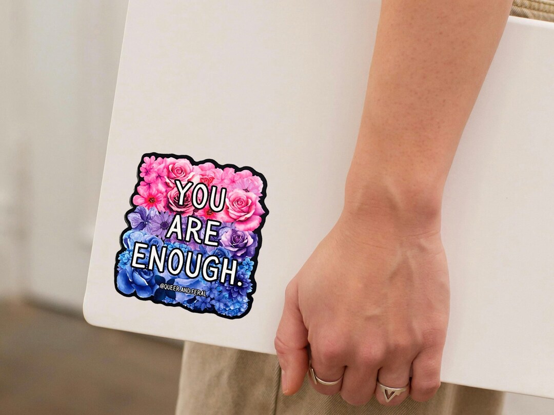 You Are Enough Vinyl Sticker, Bi Flag, Pride Month, Laptop Decal, LGBTQ ...