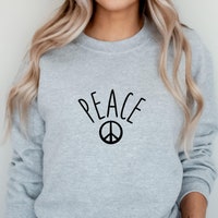 Boho Peace Sweatshirt, Floral Peace Symbol Sweater, Hippie Peace Sign ...
