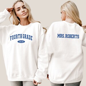Fourth Grade Crew Sweatshirt, 4th Grade Teacher Shirt, Personalized 4th ...