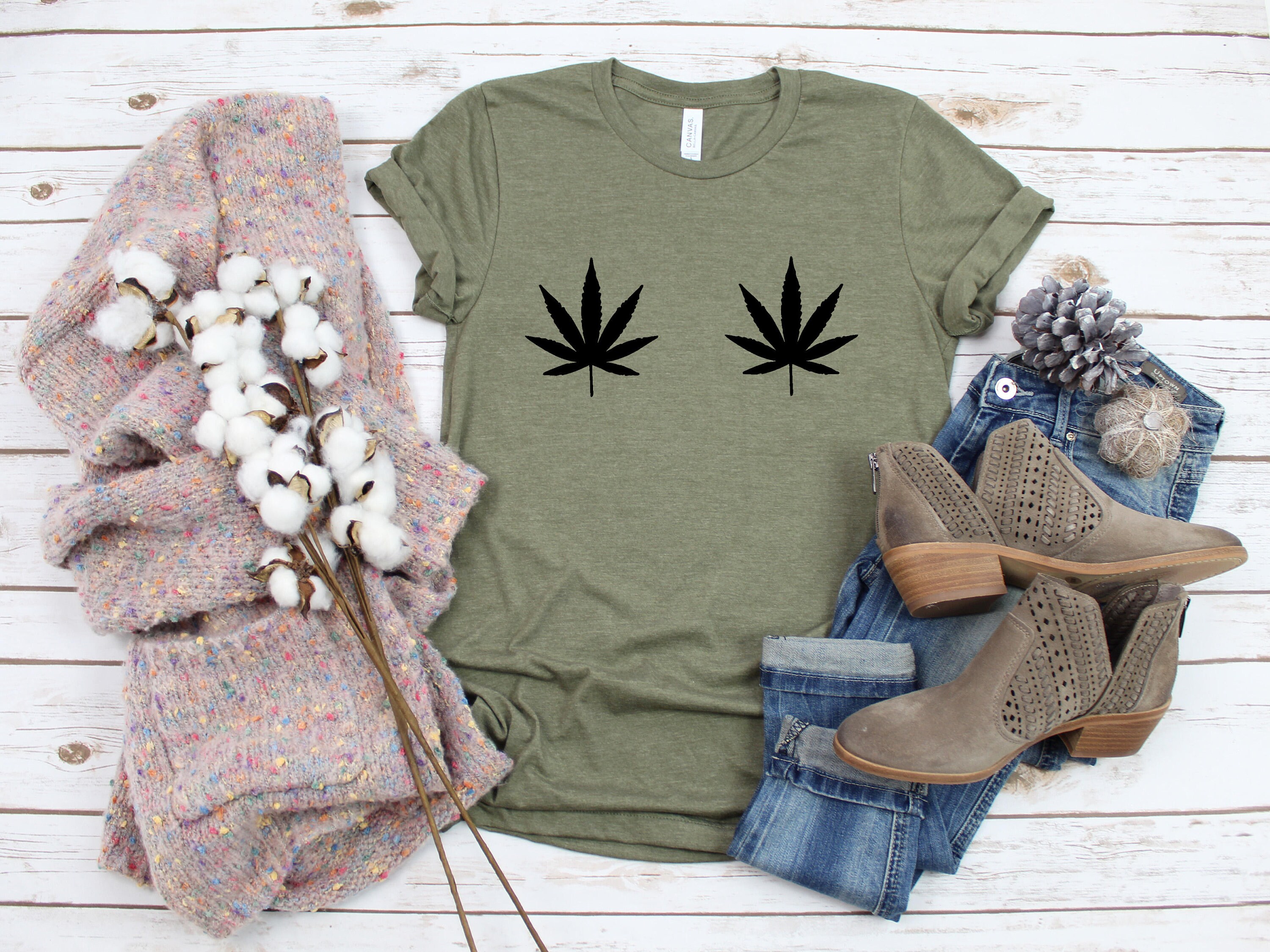 Women's Weed Shirt Cannabis Leaves Shirt Weed Boobs - Etsy UK
