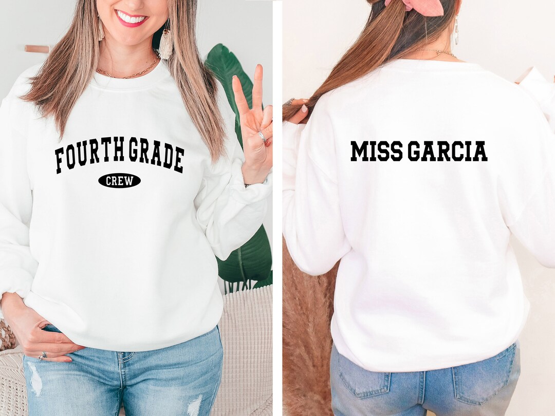 Fourth Grade Crew Sweatshirt, 4th Grade Teacher Shirt, Personalized 4th ...
