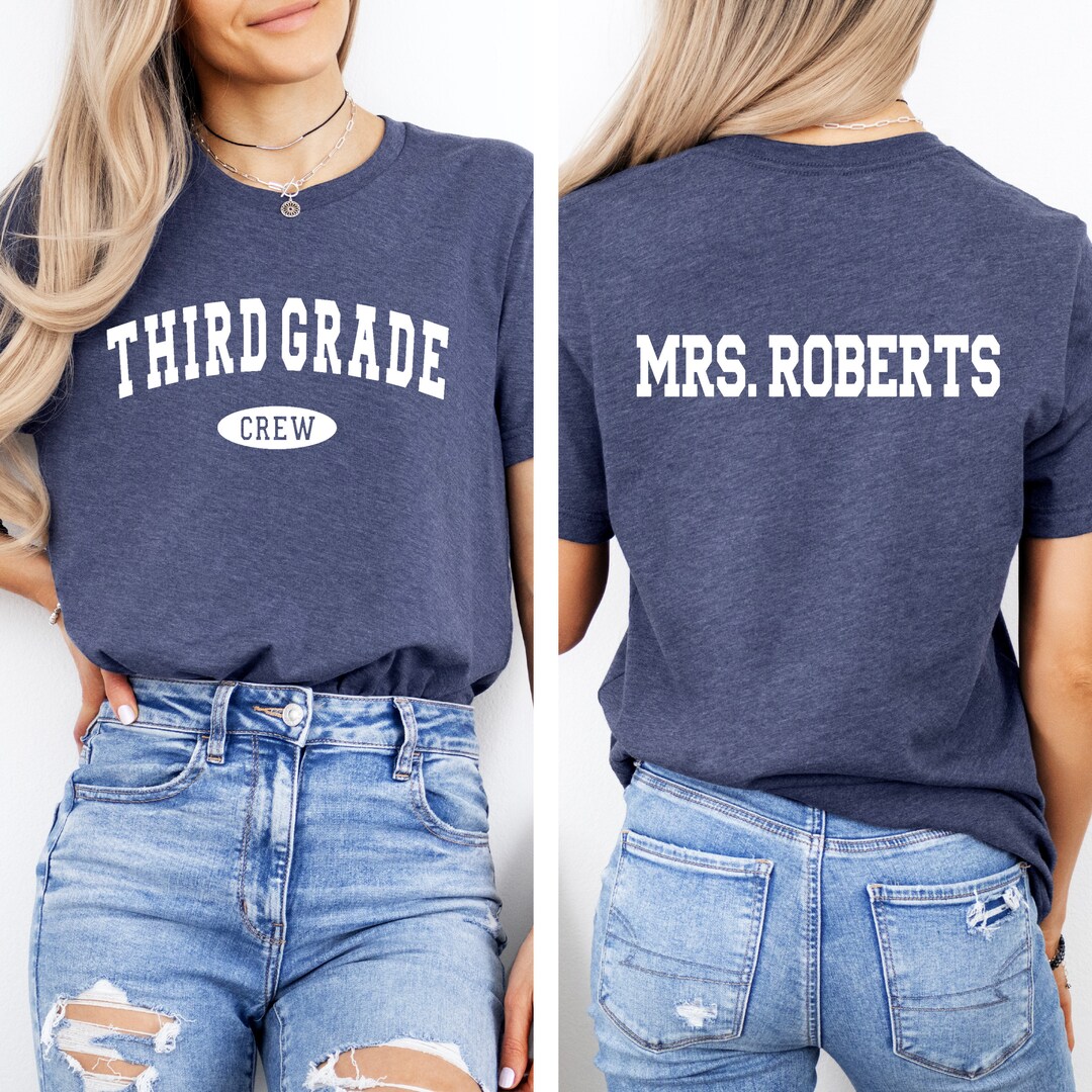 Third Grade Crew Shirt, 3rd Grade Teacher Tshirt, Personalized Third ...