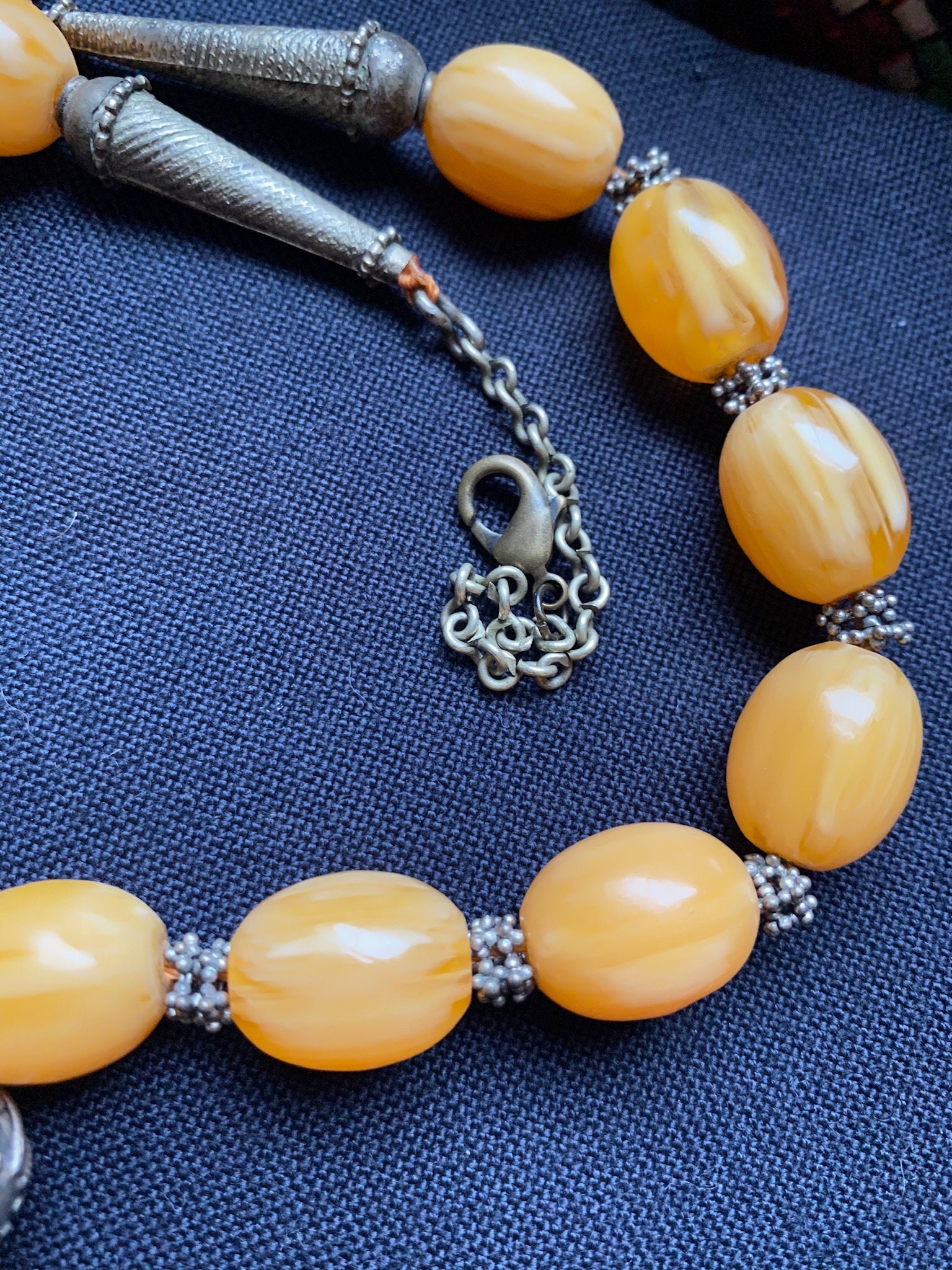 Traditional Yemen or Oman Necklace With Silver Hirz Bead and Egg Yolk ...