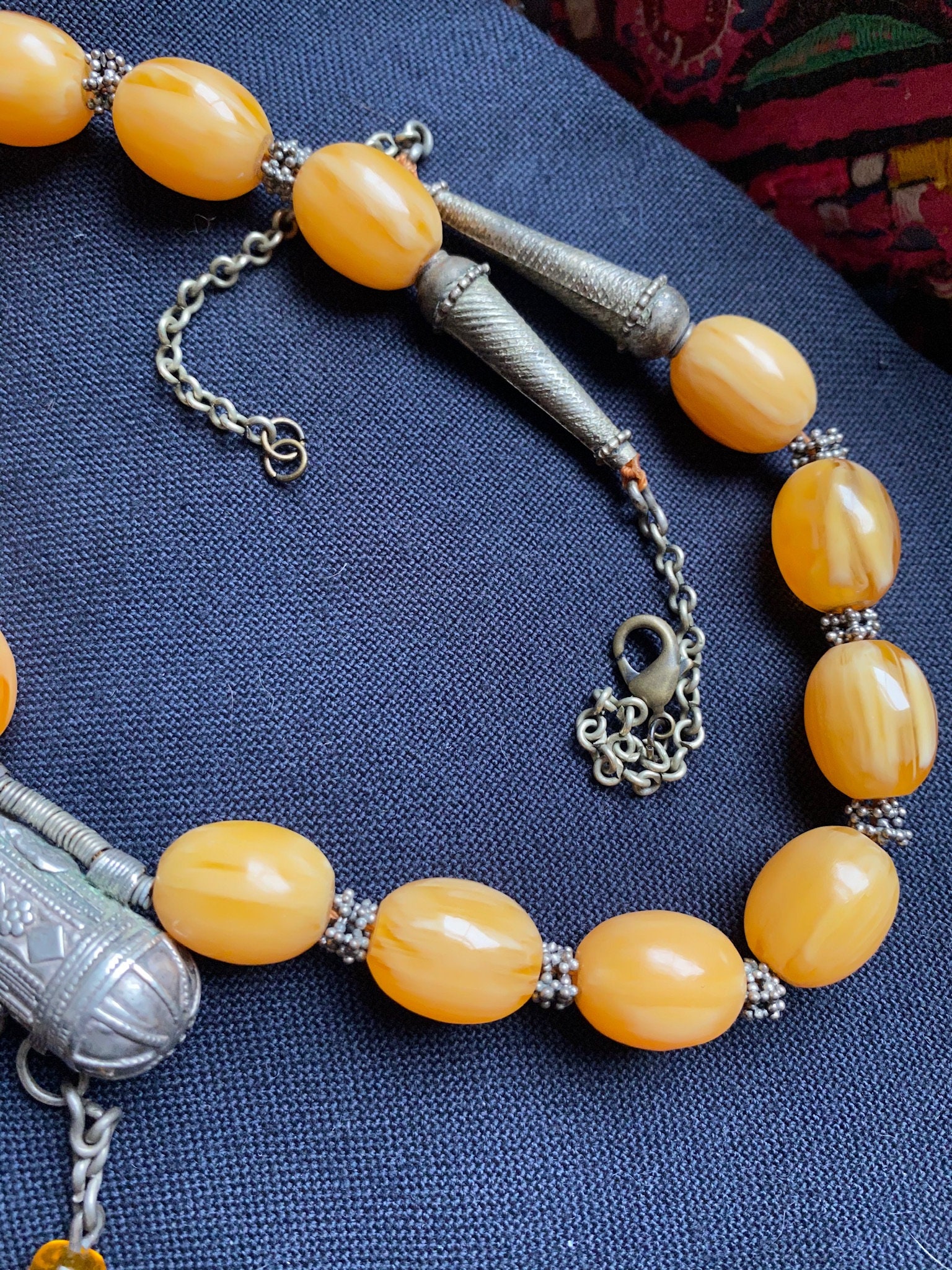 Traditional Yemen or Oman Necklace With Silver Hirz Bead and Egg Yolk ...