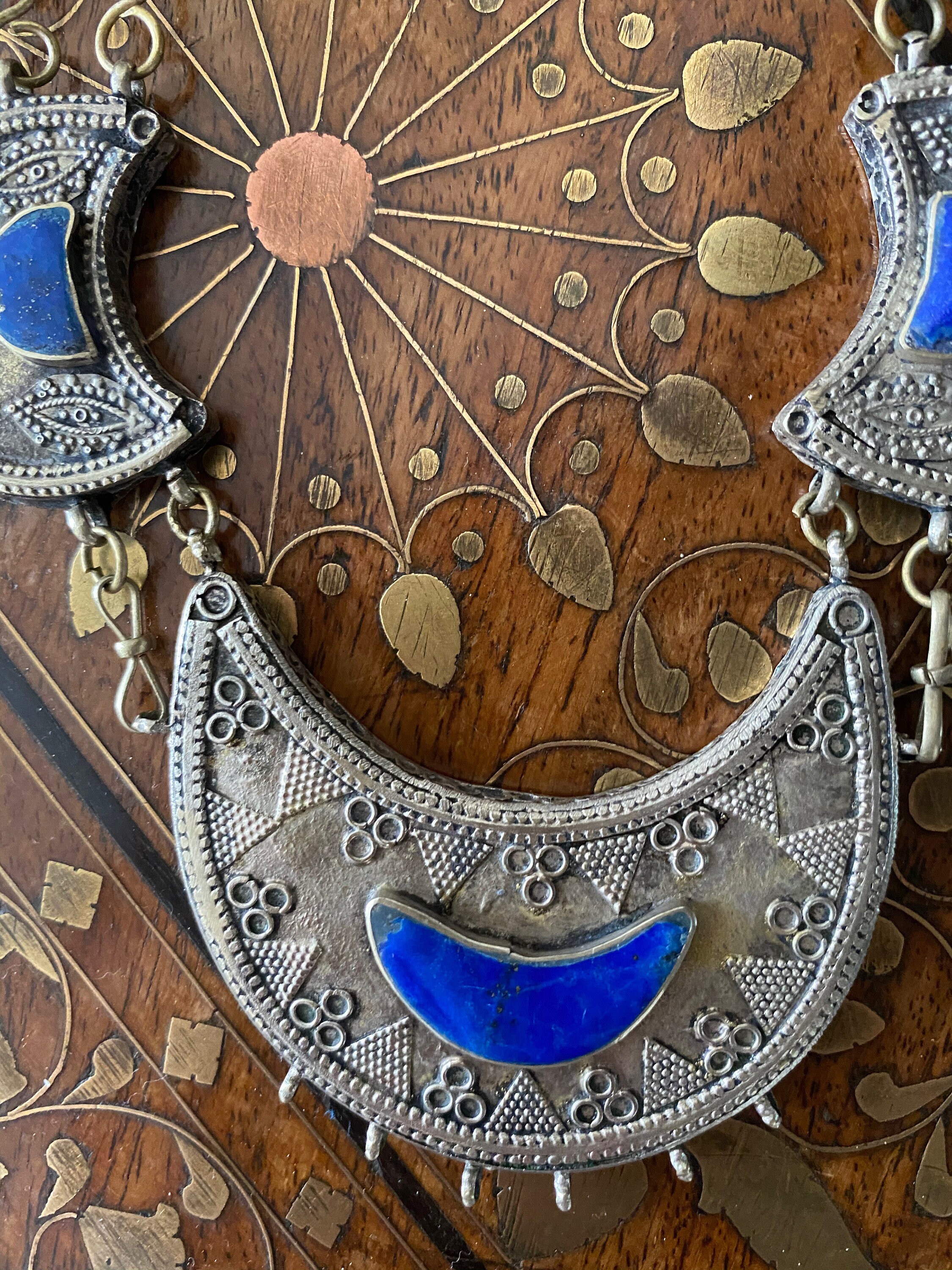 Afghan Collar in Low Grade Silver Set With Lapis Lazuli, in a Turkmen ...