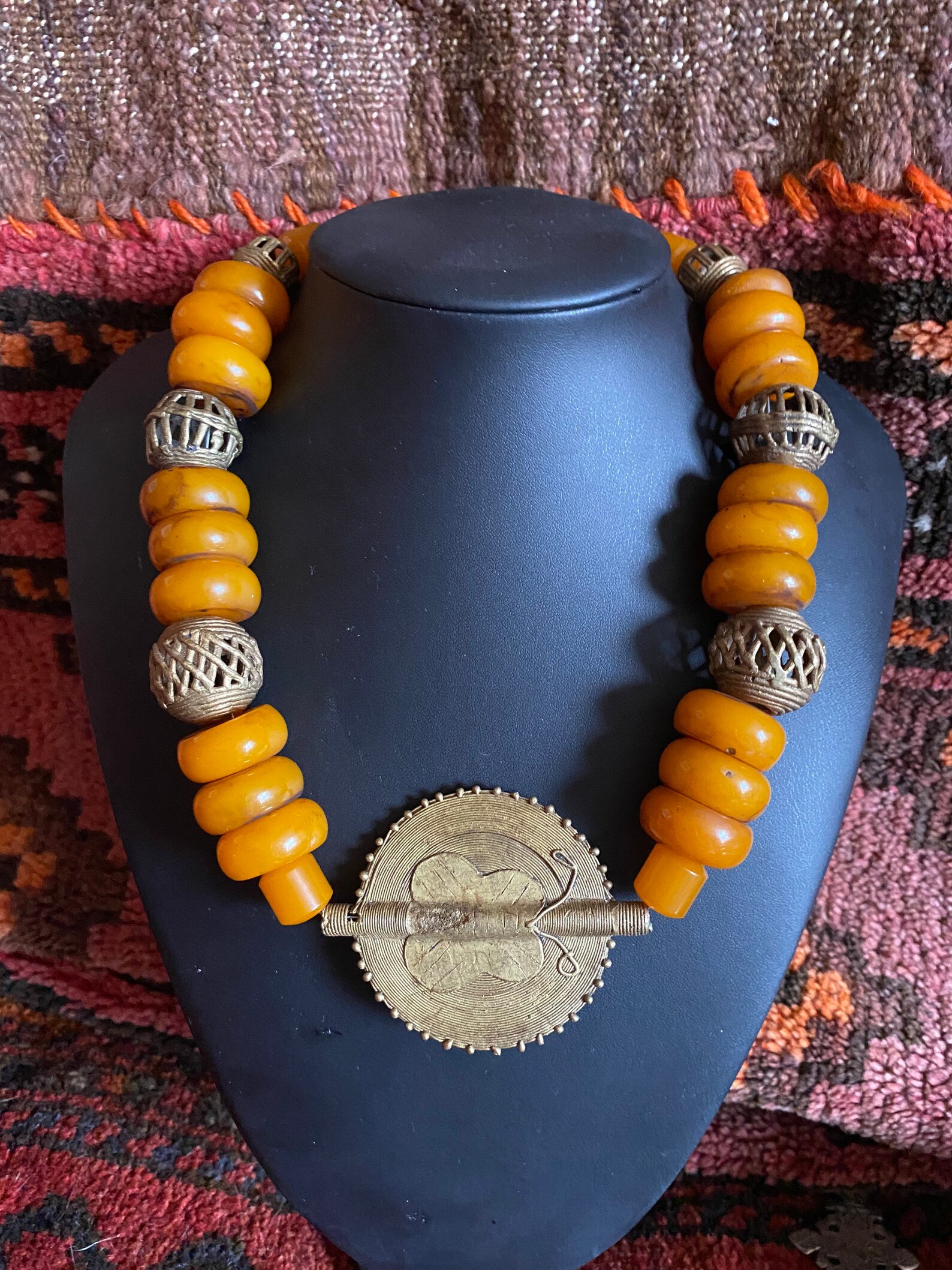 West African Baule Beads With Nepalese Faux Amber Resin Beads - Etsy