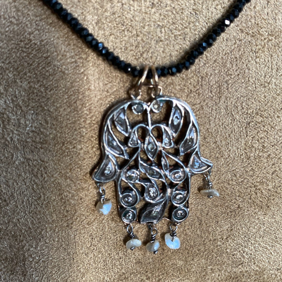 Old Hand of Fatima, Silver on Gold Back, Chip Diamonds. - Etsy