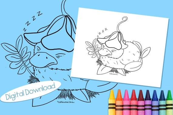 Sleepy Duckling Coloring Page Digital Download Kawaii | Etsy