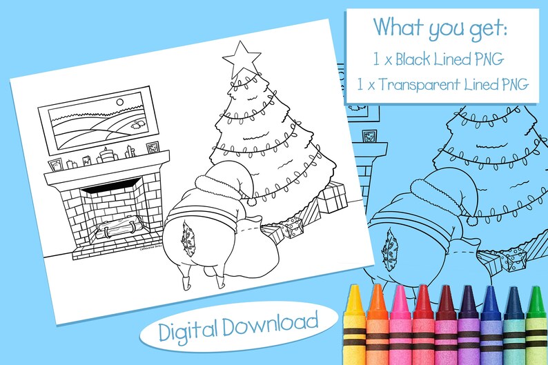 Santa's Secret - Holiday Coloring - Digital Download - Kawaii Coloring ...