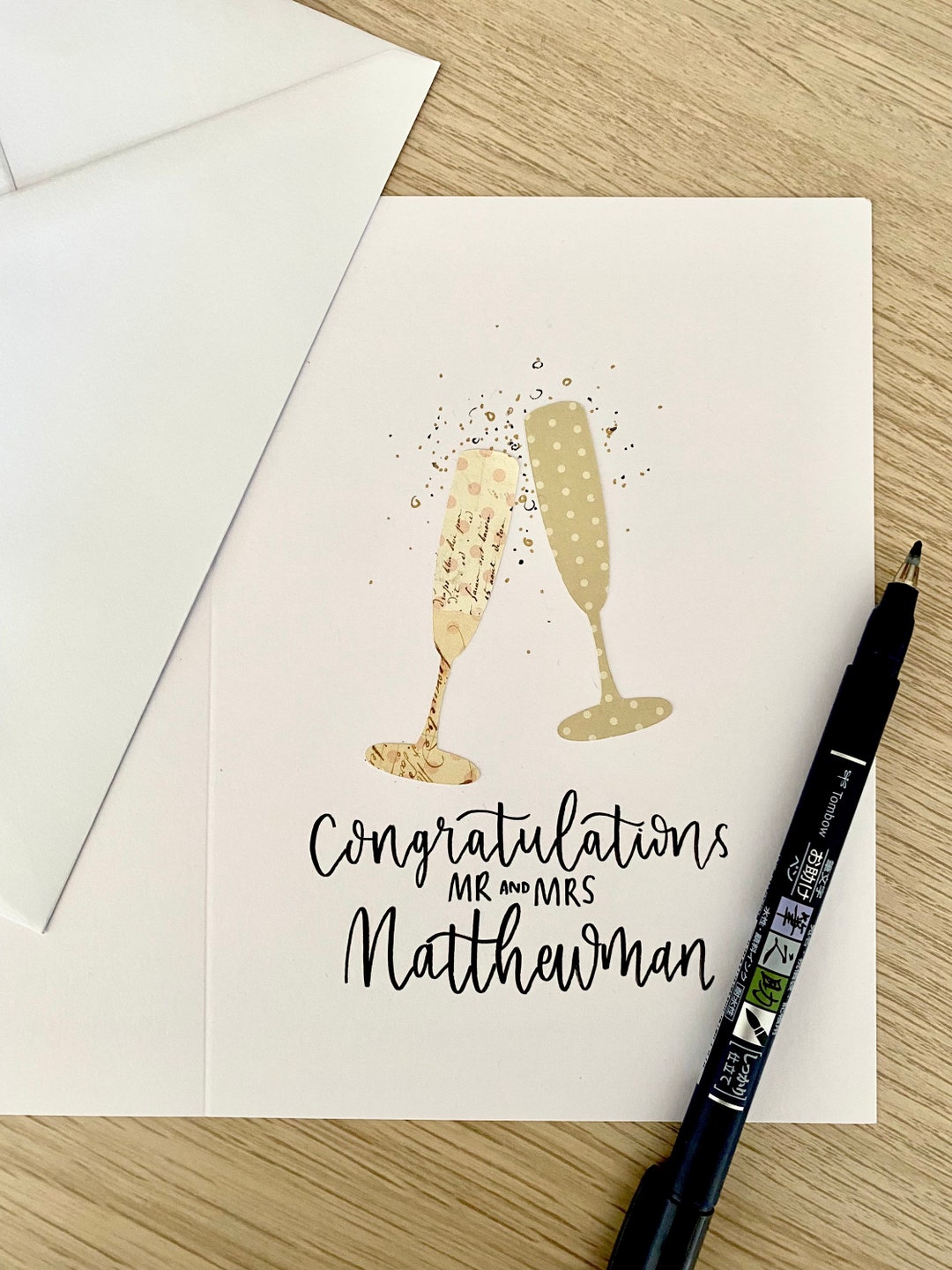 Handmade Congratulations Card: Champagne Toast Design - Etsy