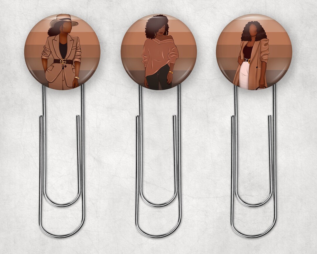 Set of 3 Personalized Paper Clips Black Woman Bookmark Black Girl Boss ...