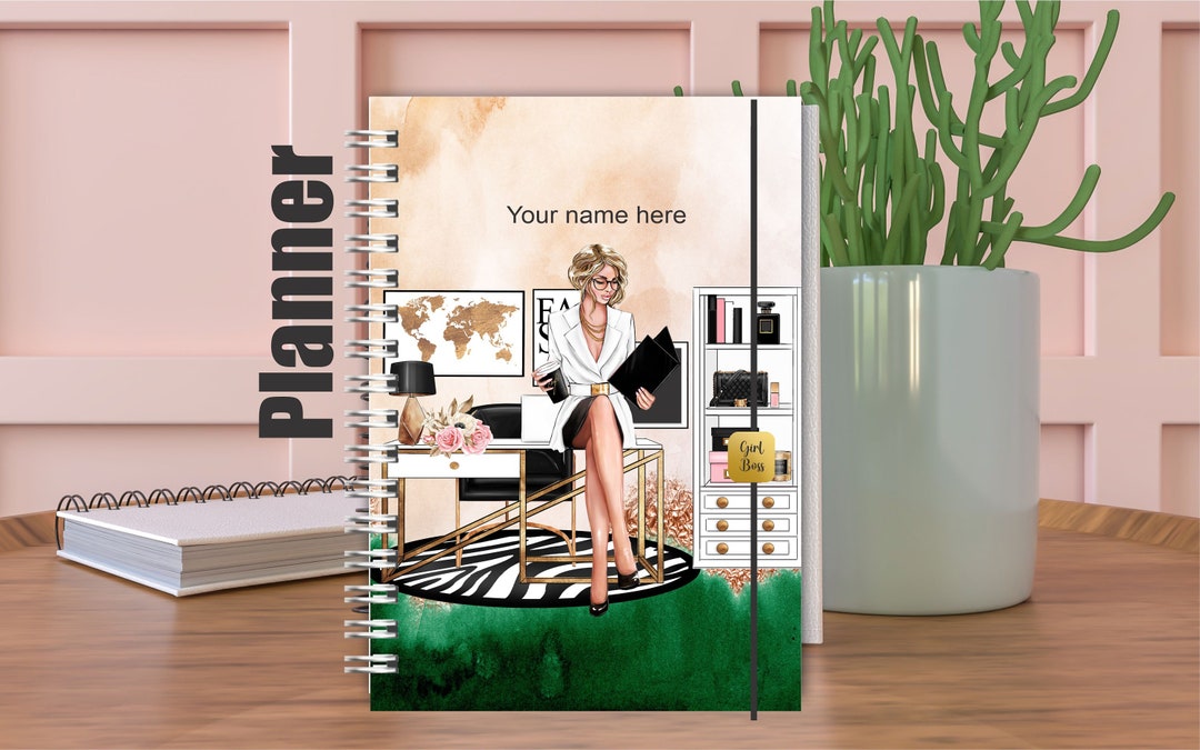 2024 Personalized Monthly Planner With Lined Notebook in One Planner ...
