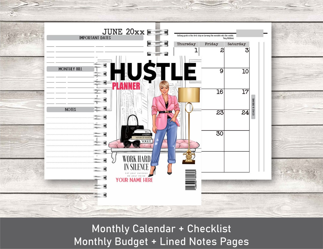 2024 Personalized Monthly Planner With Lined Notebook in One - Etsy
