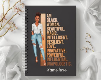 Black Girl Personalized Notebook, Black Owned Business Gift, Lined ...