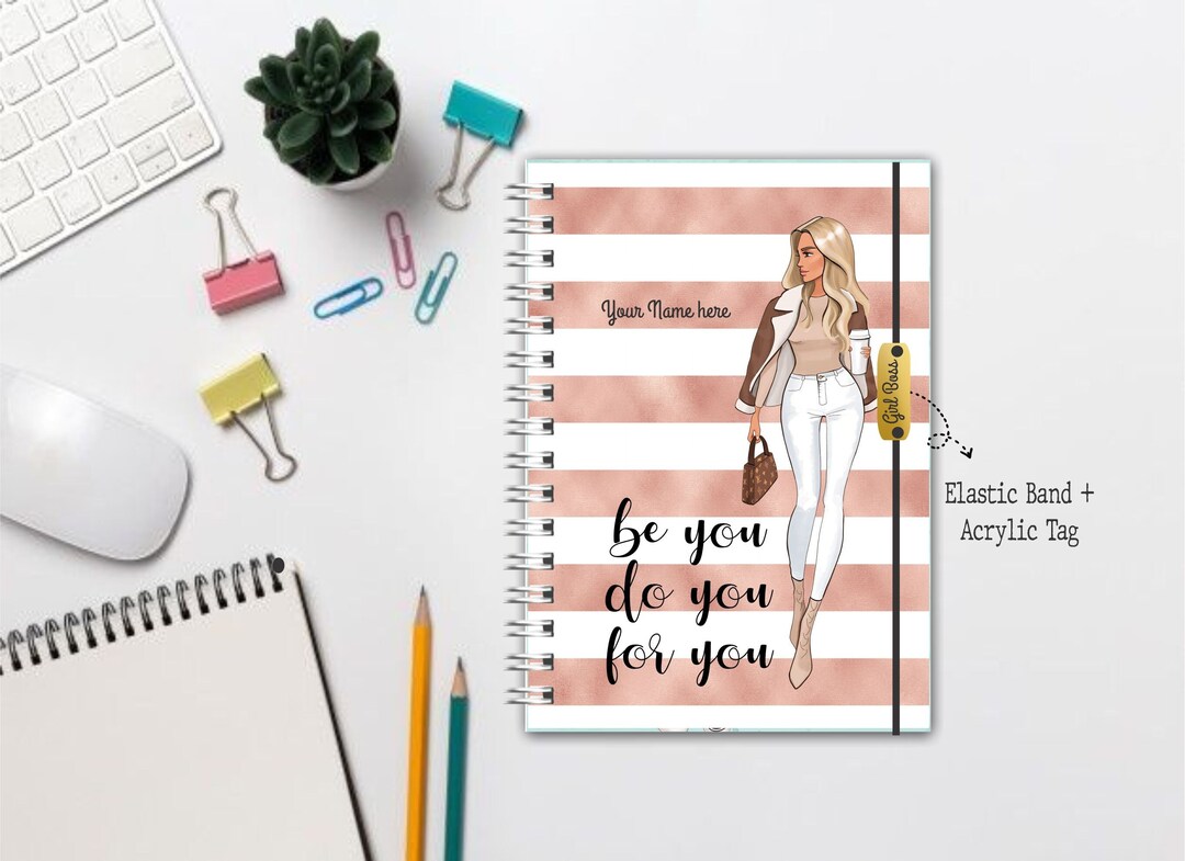 2024 Personalized Monthly Planner With Lined Notebook in One Planner ...