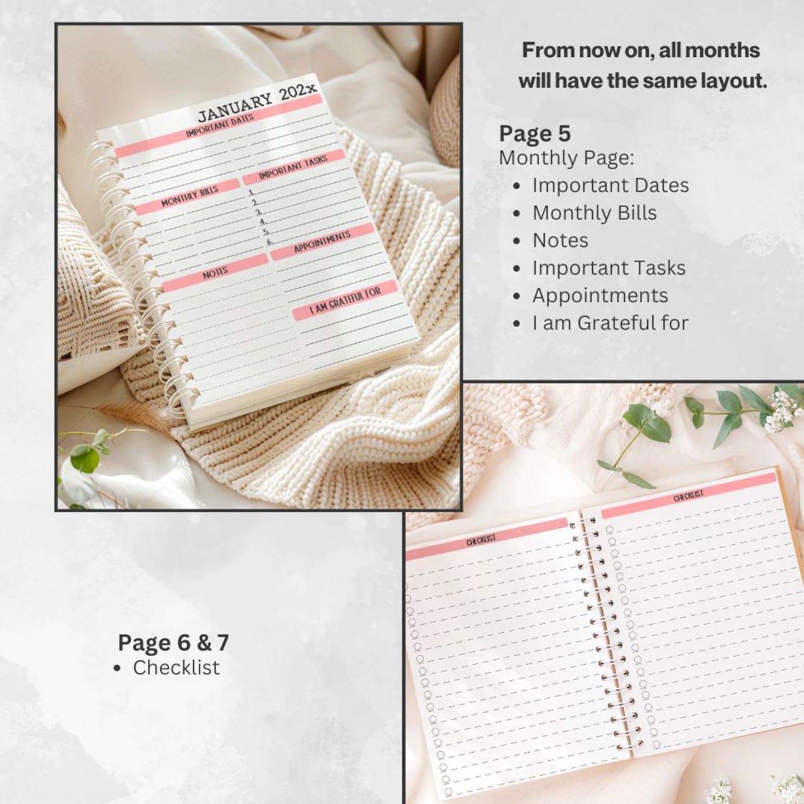 Personalized Monthly Weekly Planner With Lines - Girl Boss Calendar ...