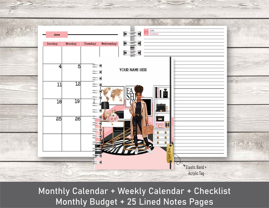 2024 Personalized Weekly Planner Monthly View Black Girl - Etsy