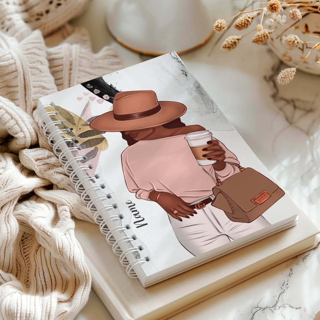 Black Girl Personalized Notebook, Black Owned Business Gift, Lined ...