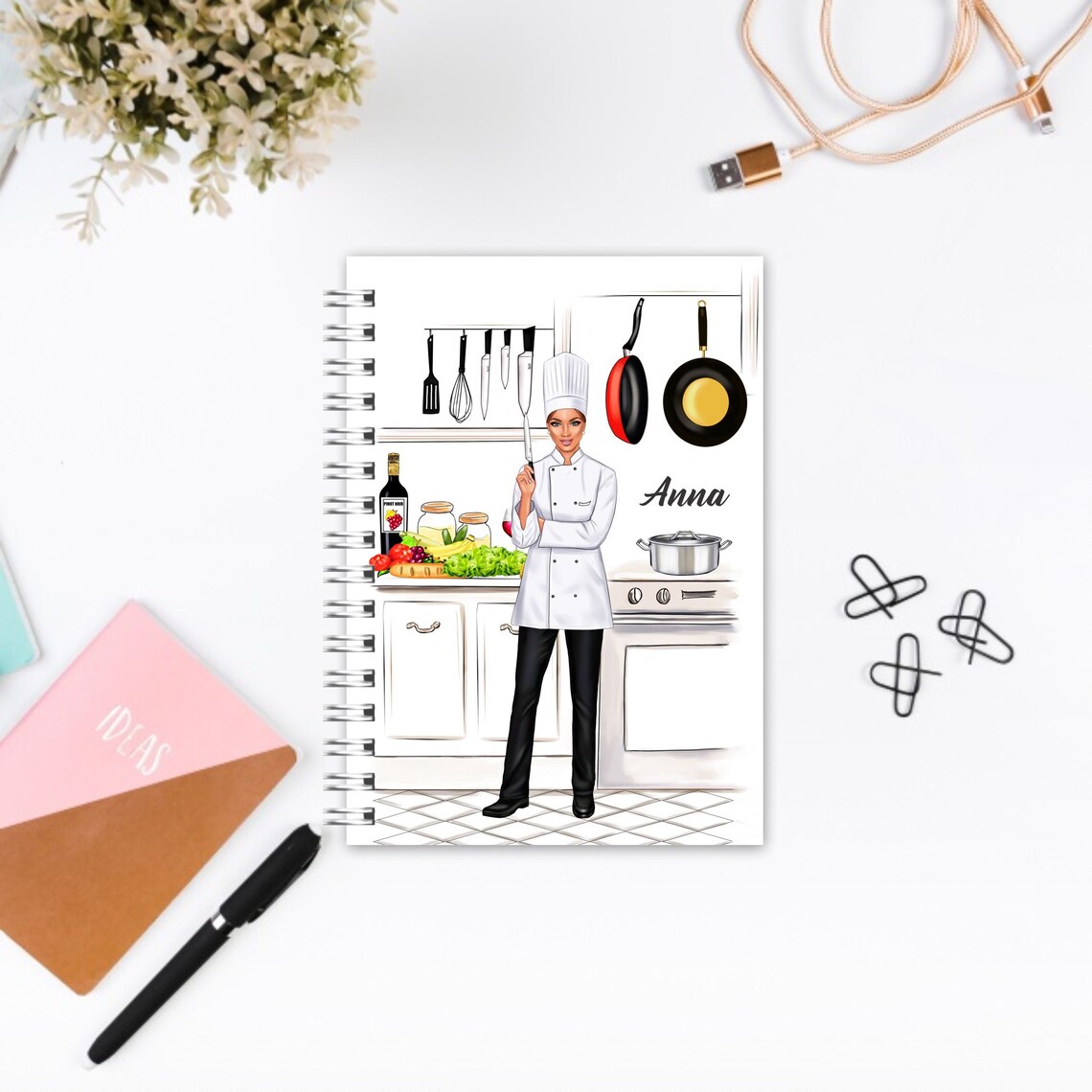 Brunette Personalized Chef Journal Custom Recipe Notebook - Etsy