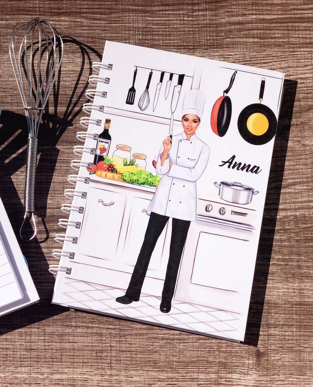 Brunette Personalized Chef Journal, Custom Recipe Notebook, Food Lover ...