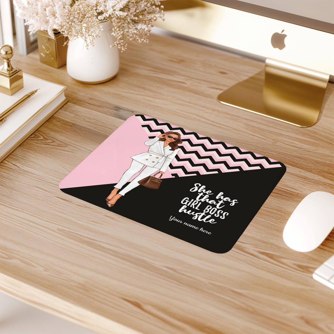 Personalized Girl Boss Mouse Pad - Hustle Chic Office Decor ...