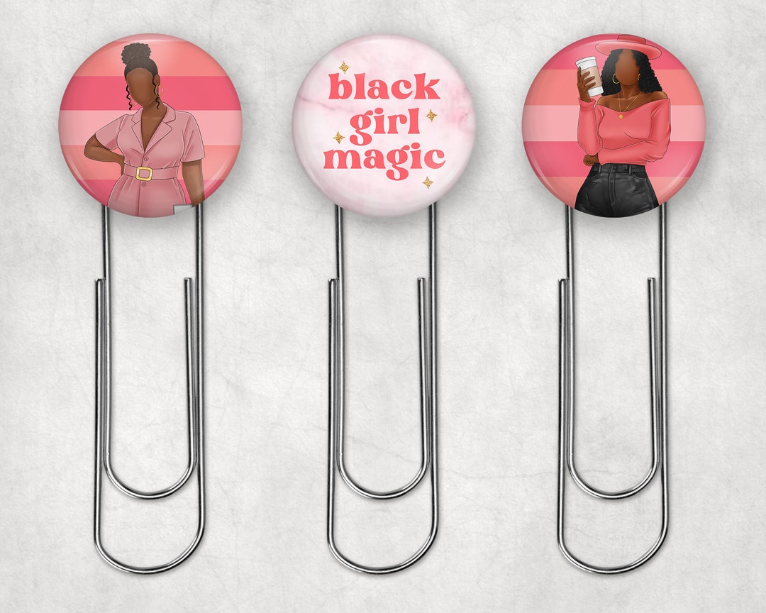 Set of 3 Personalized Paper Clips Black Woman Bookmark - Etsy