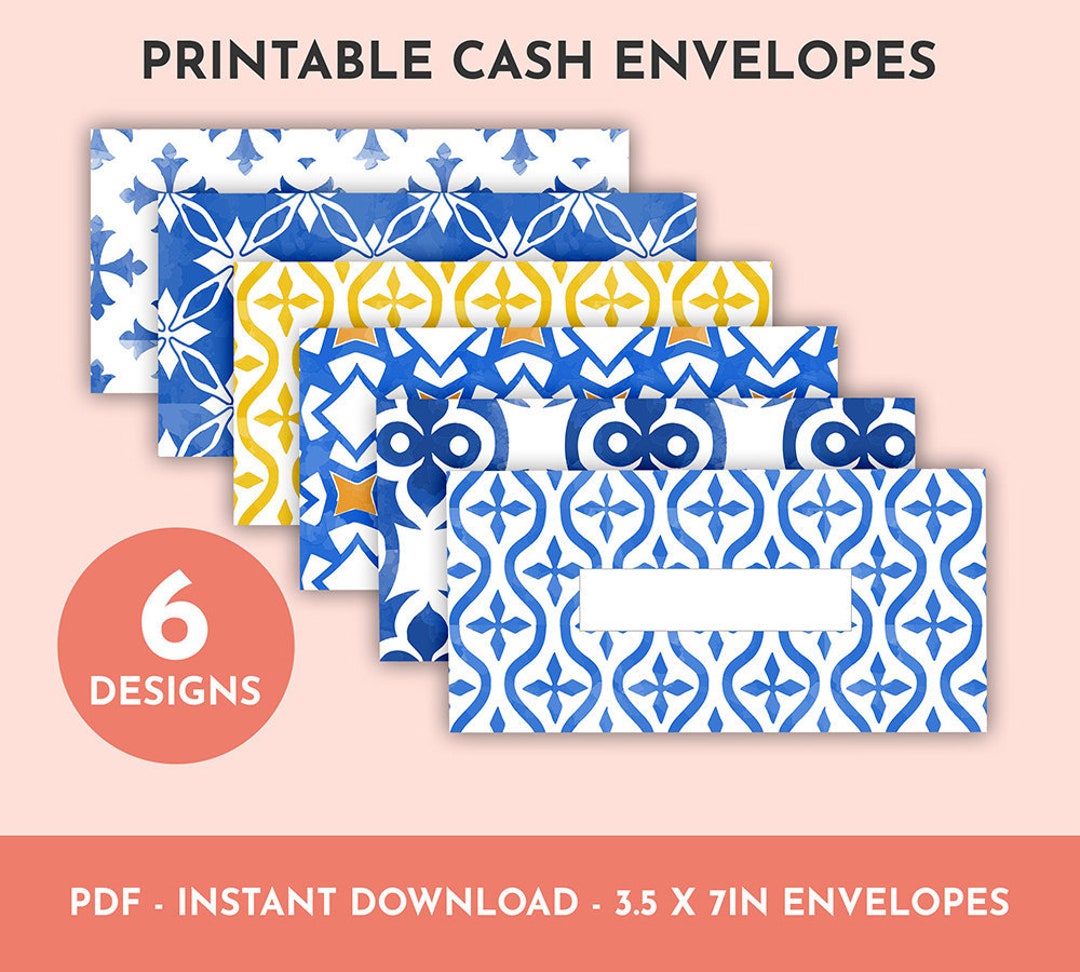 Moroccan Blue Printable Cash Envelopes With Transaction Tracker ...