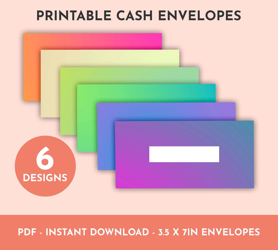 Rainbow Gradient Printable Cash Envelopes With Transaction Tracker ...