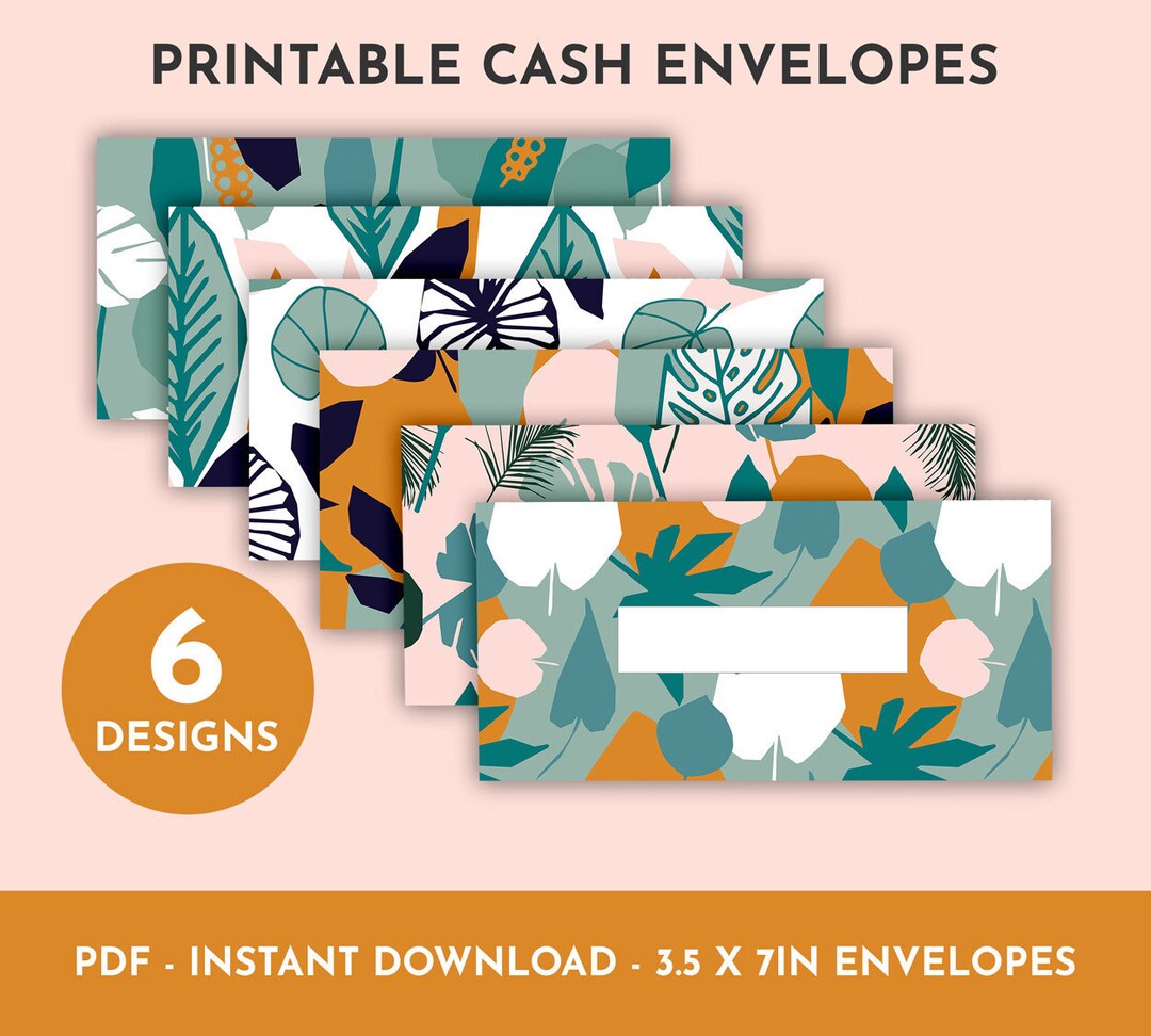Jungle Printable Cash Envelopes With Transaction Tracker Horizontal ...