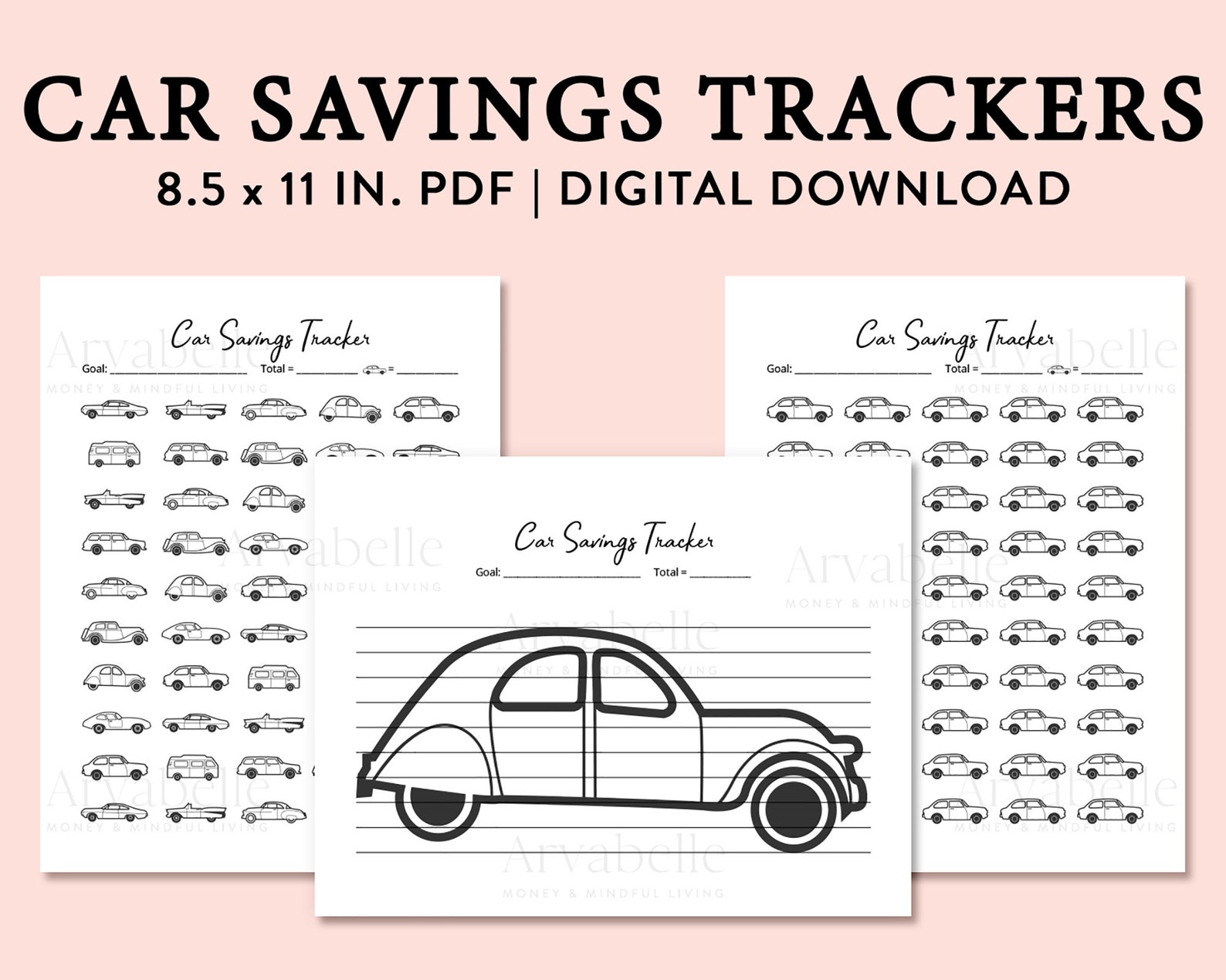 Printable Car Savings Tracker Pack of 3 Bundle, Digital Download, PDF ...