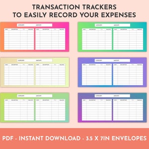 Rainbow Gradient Printable Cash Envelopes With Transaction Tracker ...
