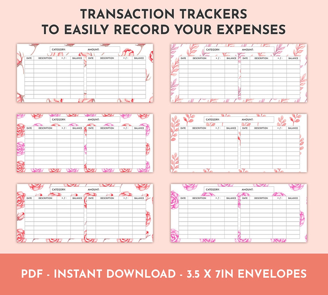 Pink Floral Watercolor Printable Cash Envelopes With - Etsy