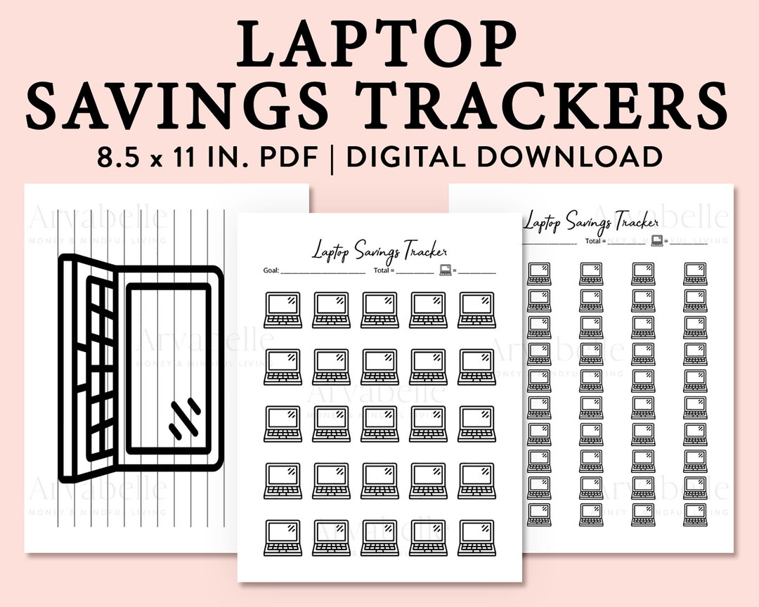 Printable Laptop / Computer Savings Tracker Pack of 3 Bundle, Digital ...