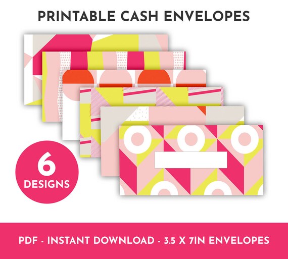 Color Block Printable Cash Envelopes with Transaction Tracker | Etsy