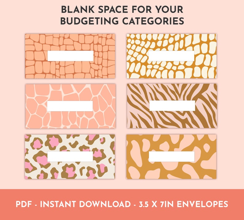 Pink Safari Animal Print Printable Cash Envelopes With Transaction ...