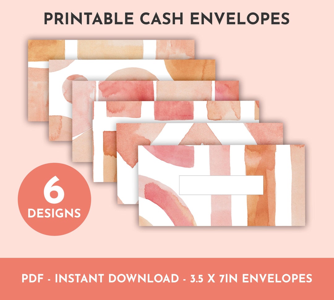 Blush Watercolor Printable Cash Envelopes With Transaction Tracker ...