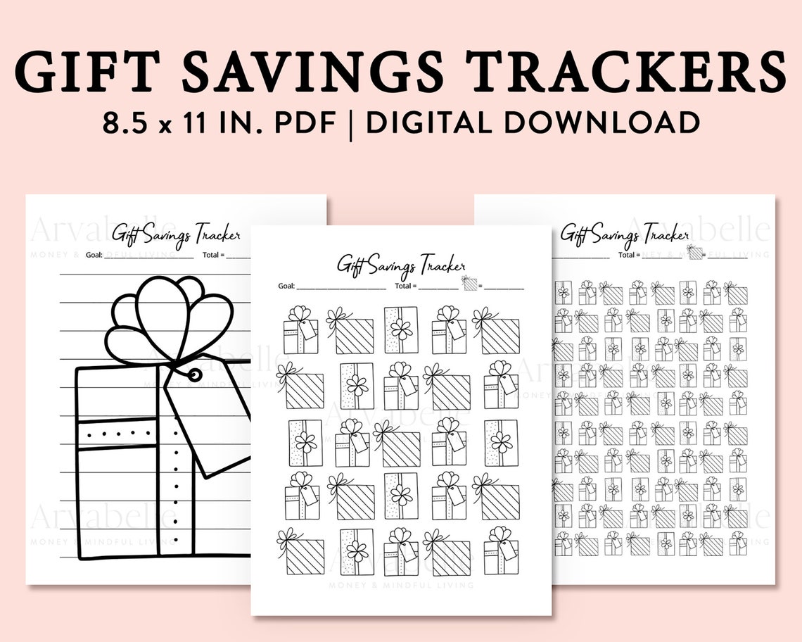 Printable Gift Savings Tracker Pack of 3 Bundle, Digital Download, PDF ...