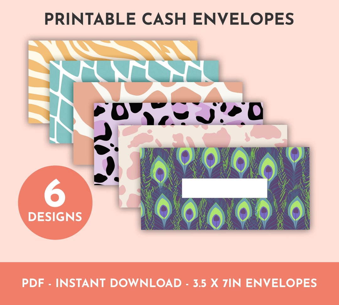 Pastel Safari Animal Print Printable Cash Envelopes With - Etsy