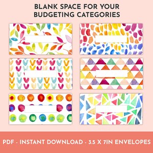 Watercolor Rainbow Printable Cash Envelopes With Transaction Tracker ...