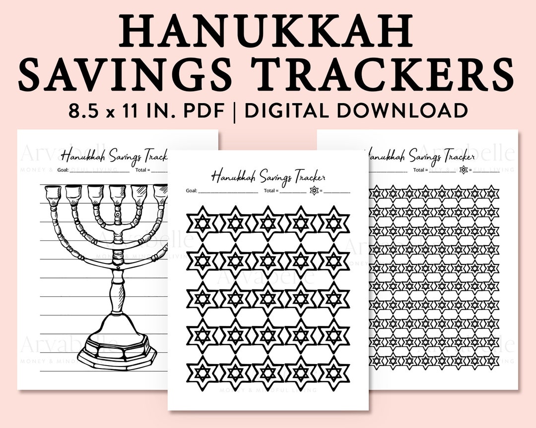 Printable Hanukkah Savings Tracker Pack of 3 Bundle Digital - Etsy