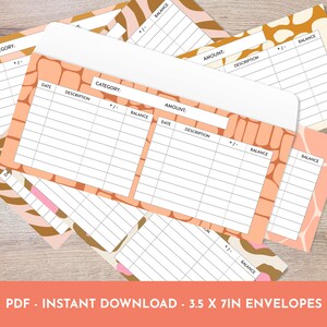 Pink Safari Animal Print Printable Cash Envelopes With Transaction ...