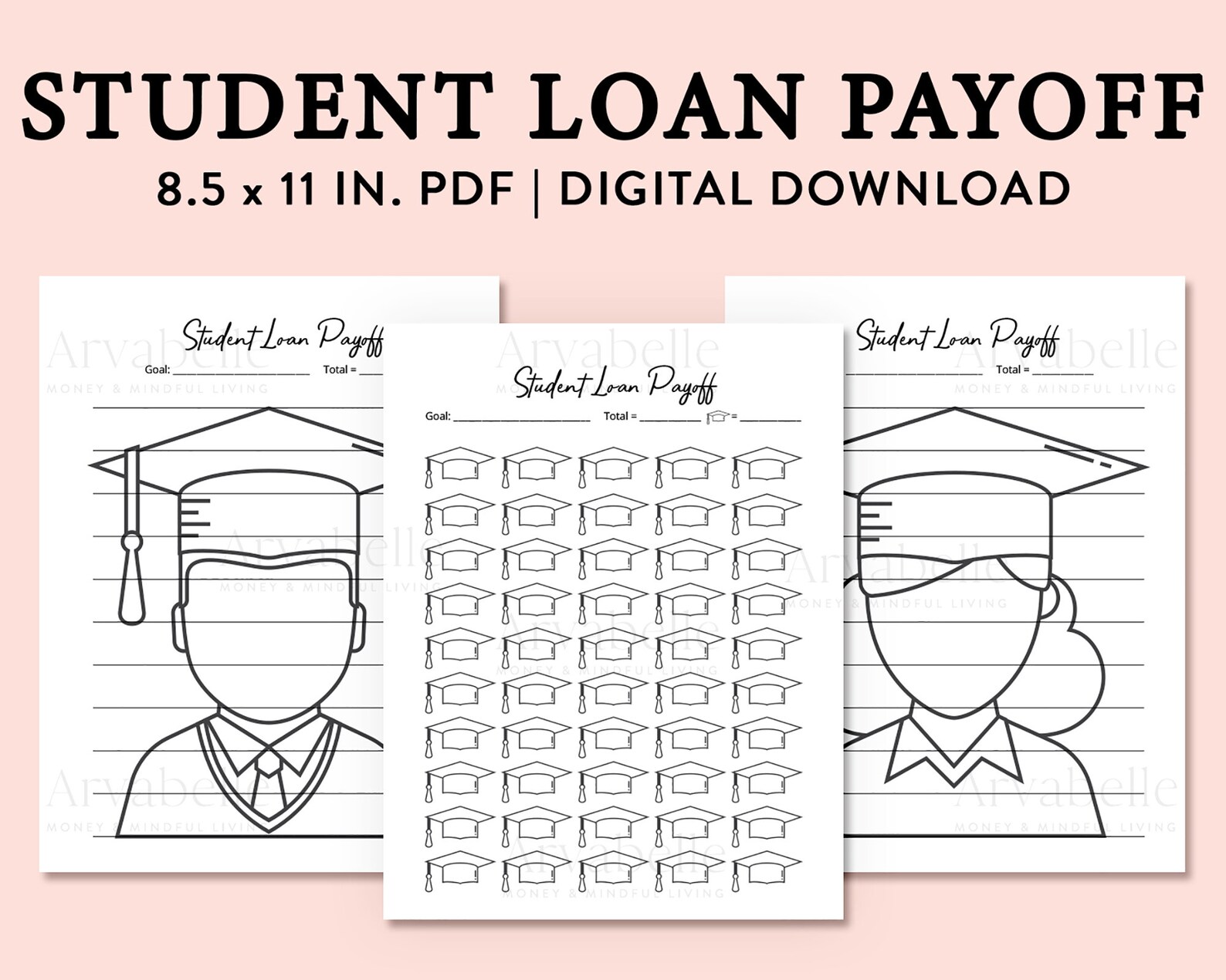 Printable Student Loan Debt Payoff Tracker Pack of 3 Bundle, Digital ...